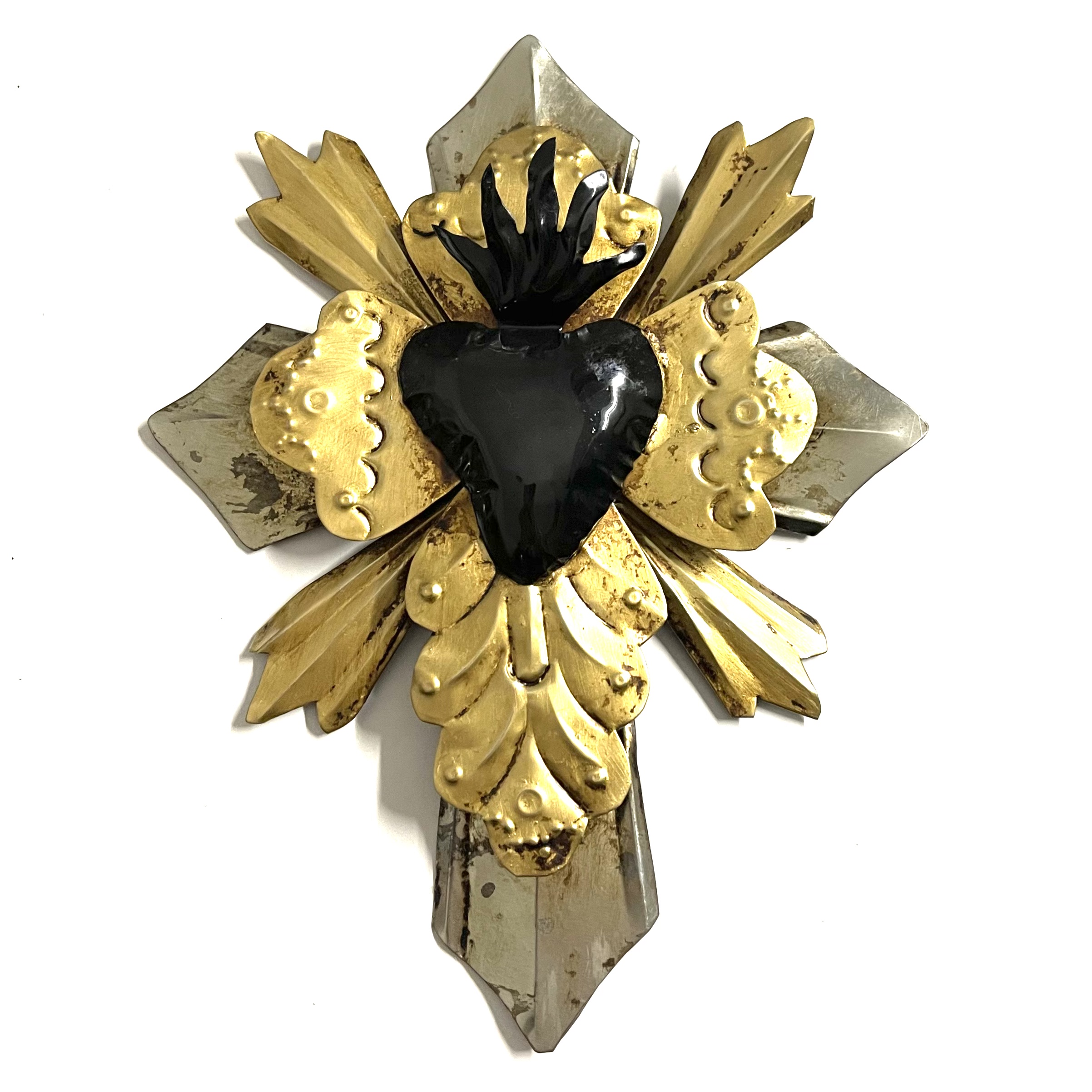 Cruz con Corazon y Destellos Medium in Metallo – ArteFashion Mexico