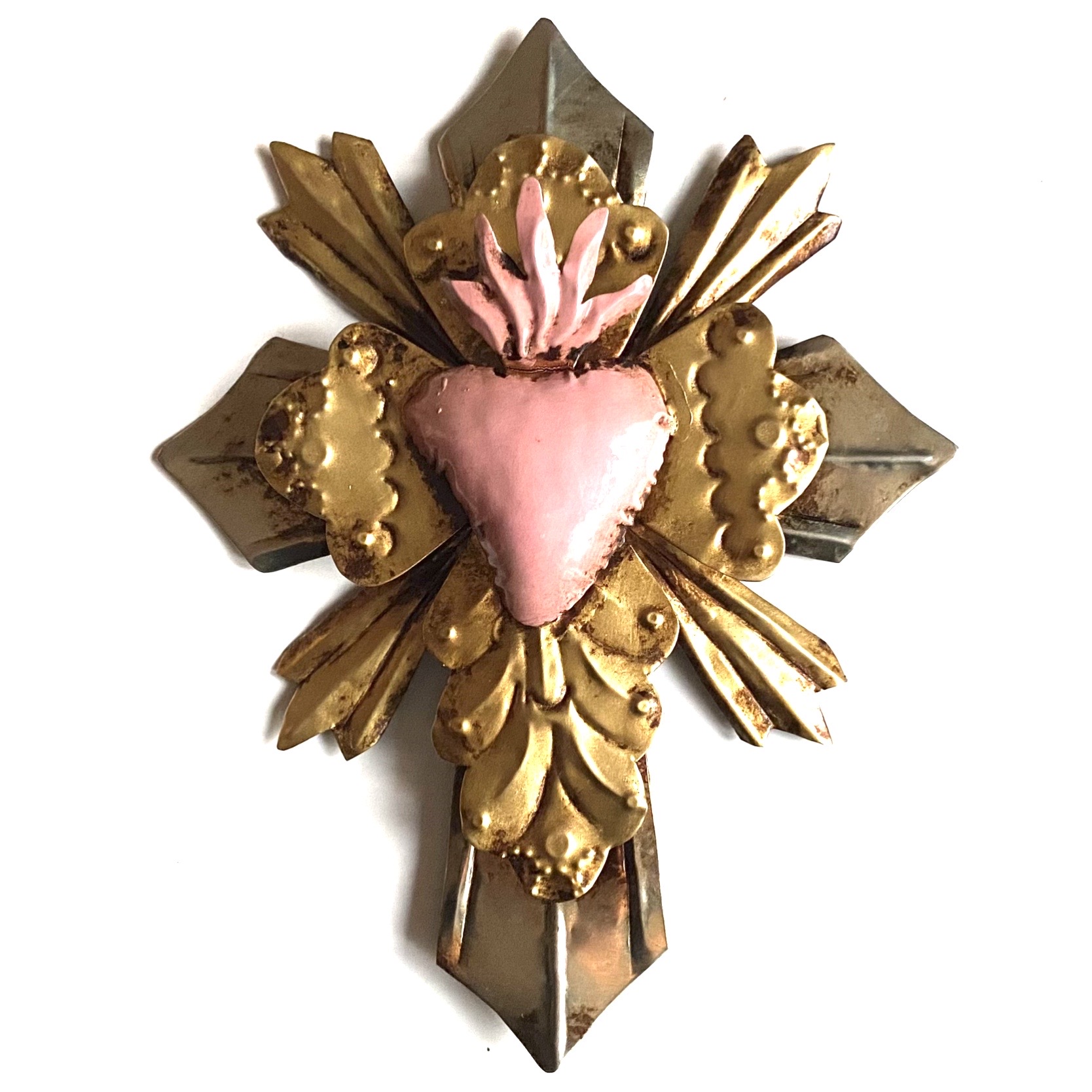 Cruz con Corazon y Destellos Medium in Metallo – ArteFashion Mexico