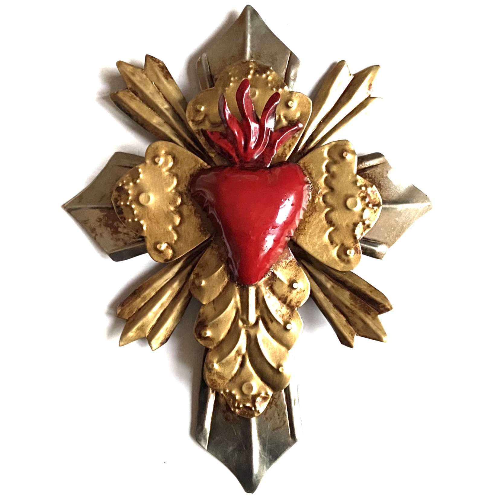 Cruz con Corazon y Destellos Medium in Metallo – ArteFashion Mexico