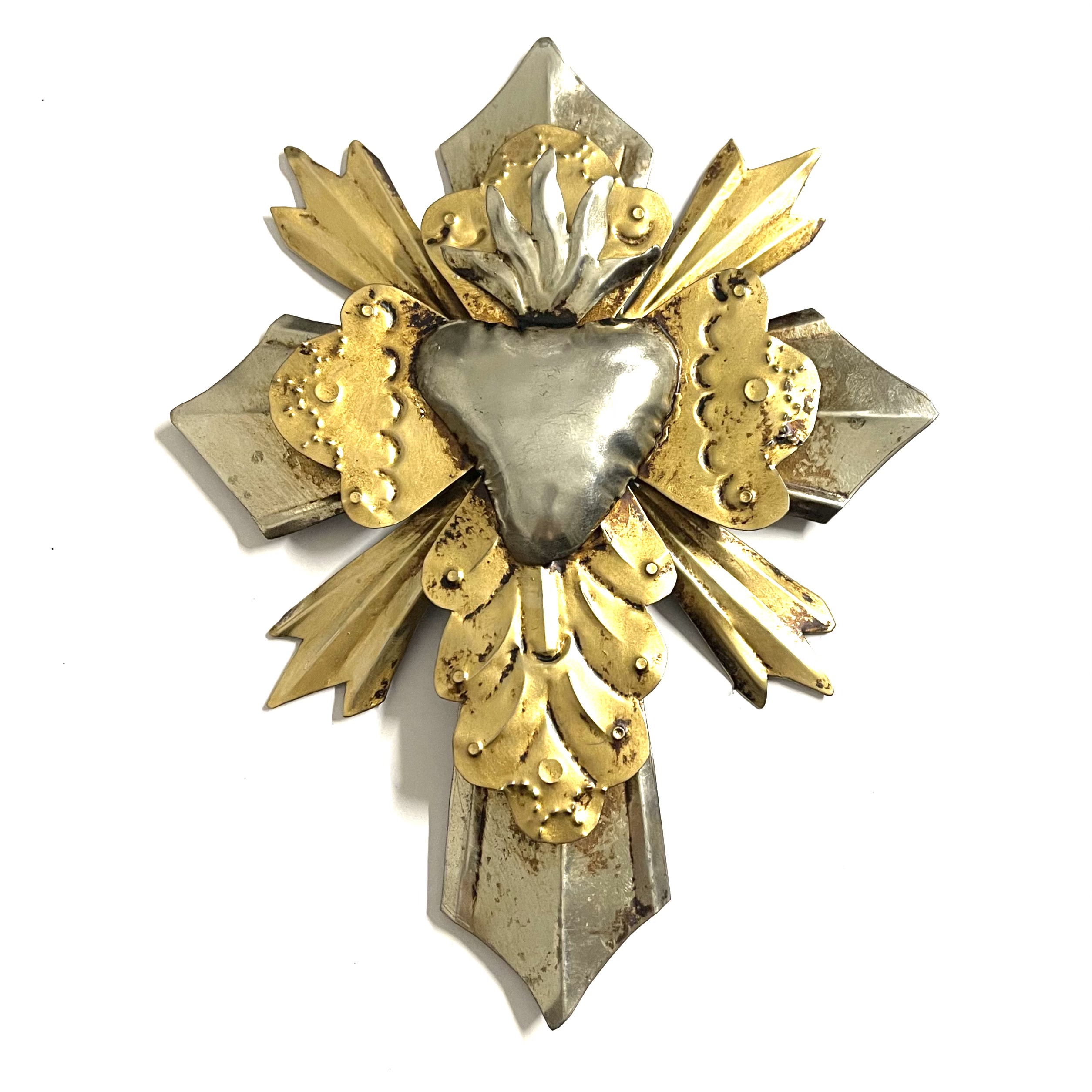 Cruz con Corazon y Destellos Medium in Metallo – ArteFashion Mexico
