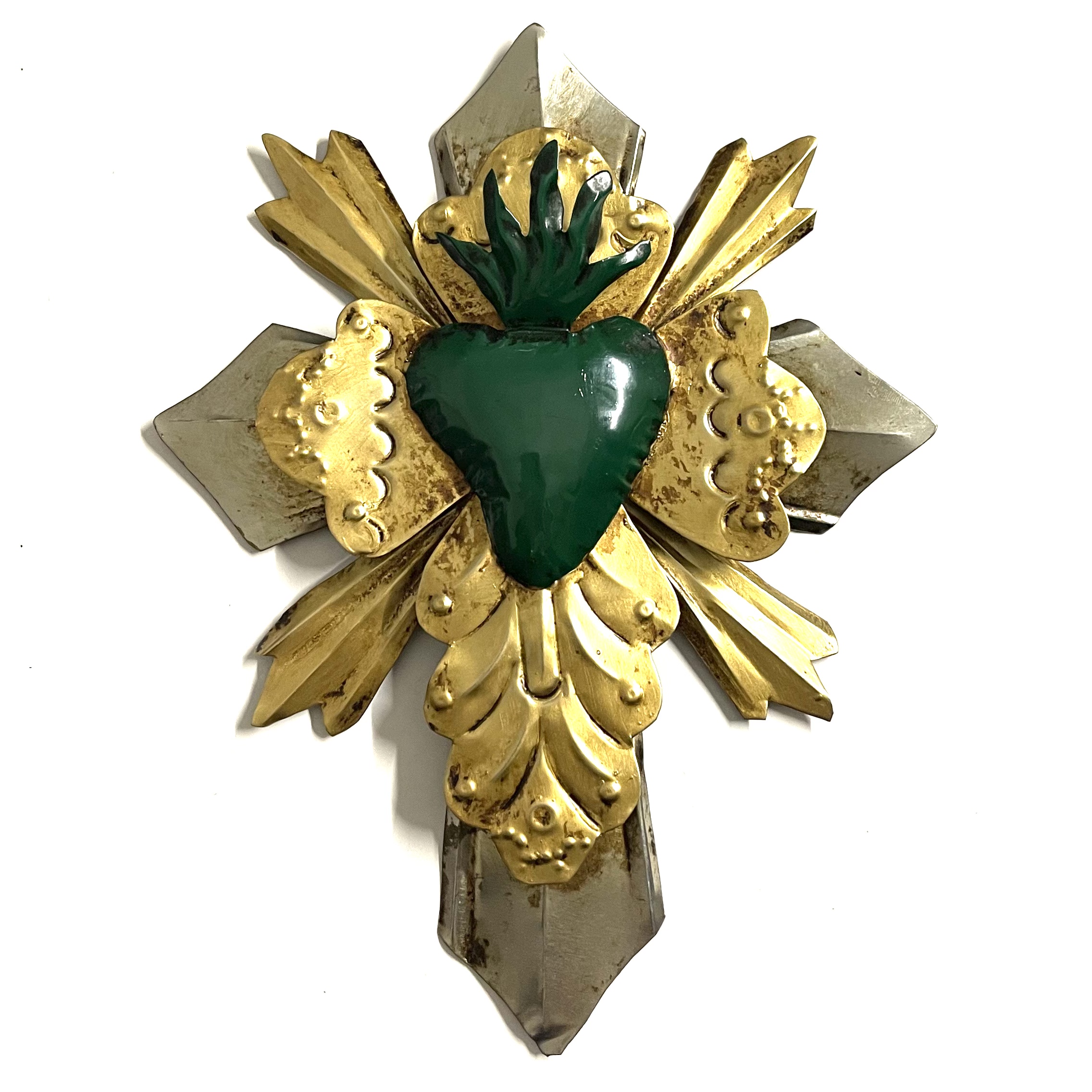 Cruz con Corazon y Destellos Medium in Metallo – ArteFashion Mexico